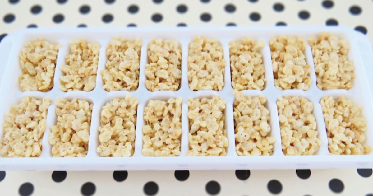 Rice Krispy Treat Poppers Made with an Ice Cube Tray