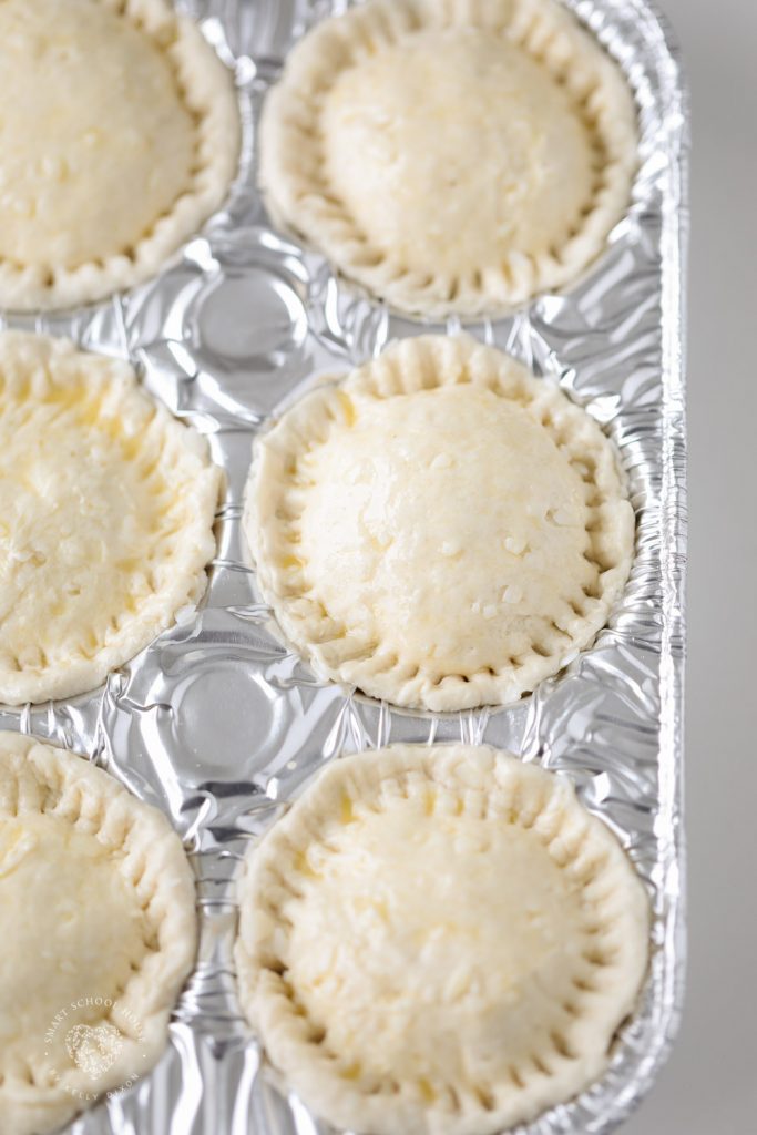 Mini Chicken Pot Pies Made in a Muffin Tin with Biscuits